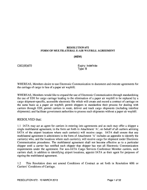 Fillable Online iata IMPORTANT: IATA Resolution 672 has been adopted by ...