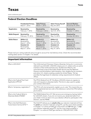 Fillable Online fvap Federal Election Deadlines Important information ...