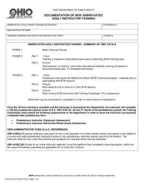 Fillable Online publicsafety ohio DOCUMENTATION OF NEW ABBREVIATED ...