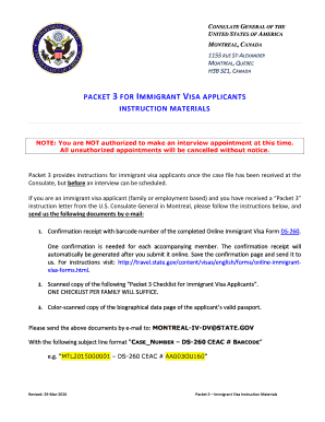 Fillable Online packet 3 for immigrant visa applicants instruction ...