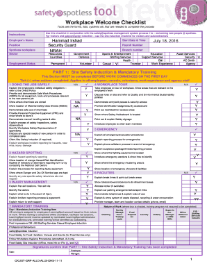 Fillable Online Workplace Welcome Checklist Fax Email Print - pdfFiller