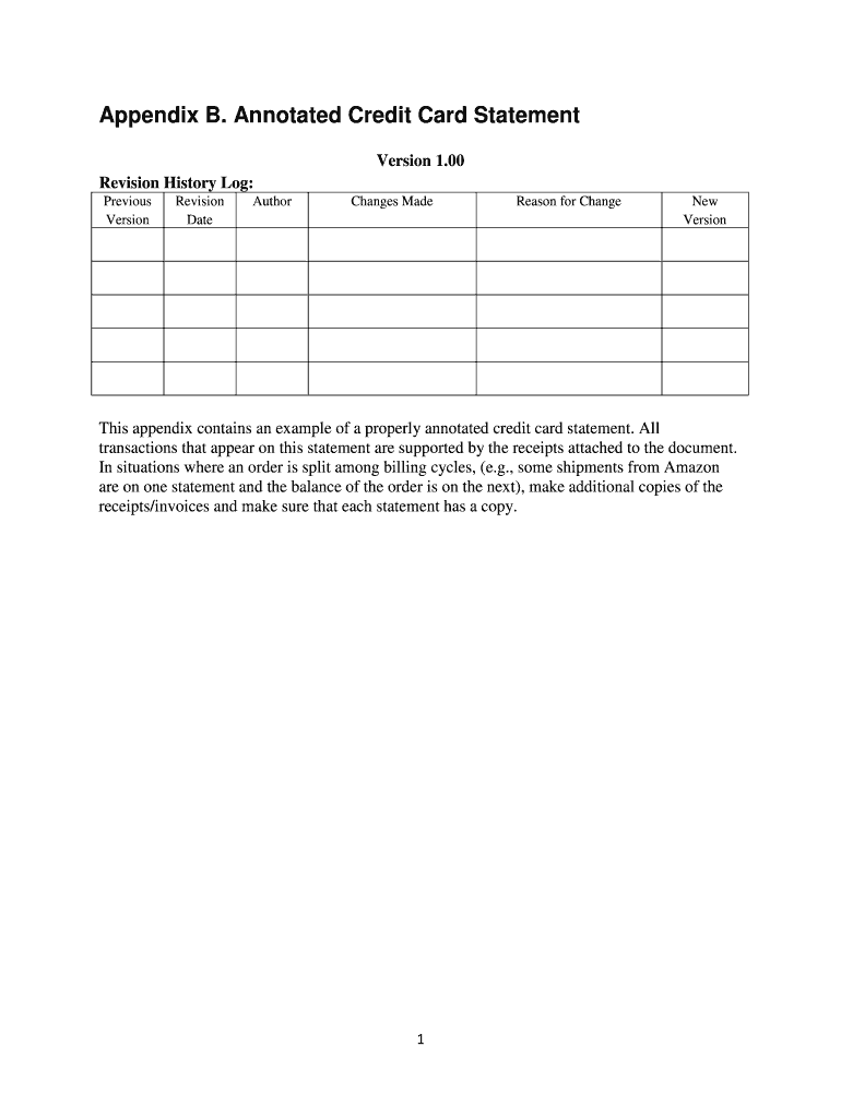 Fillable Online irma nps Appendix B. Annotated Credit Card Statement ...