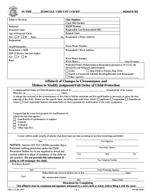 Fillable Online courts mo Affidavit of Changes in Circumstance and ...