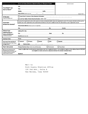 Fillable Online state of iowa official absentee ballot request form or ...
