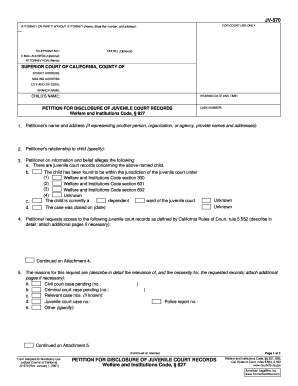 Fillable Online solano courts ca JV-570 PETITION FOR DISCLOSURE OF ...