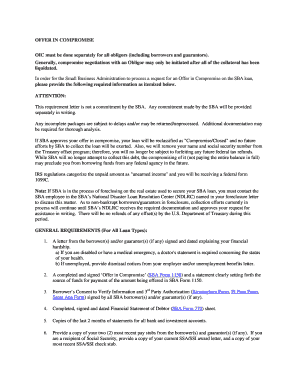 Fillable Online sba OFFER IN COMPROMISE OIC must be done separately for ...
