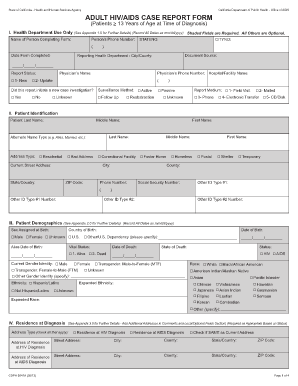 Fillable Online cdph ca Adult HIV/AIDS Confidential Case Report ...