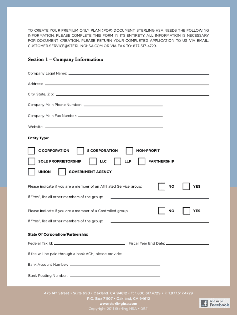 Premium Only Plan Document Template - Fill Online, Printable, Fillable ...