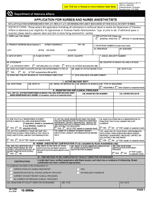 Fillable Online va APPLICATION FOR NURSES AND NURSE ANESTHETISTS 10 ...