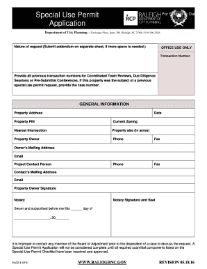 Fillable Online raleighnc Special Use Permit Application Fax Email ...