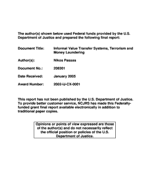 Fillable Online ncjrs Informal Value Transfer Systems, Terrorism and ...