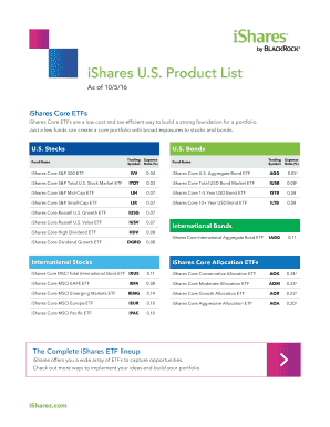 Fillable Online iShares Product List Fax Email Print - pdfFiller