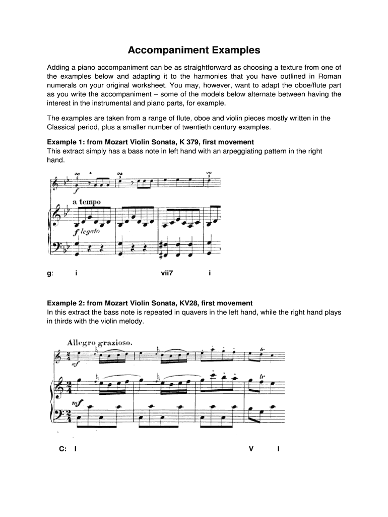 Fillable Online Accompaniment Examples Fax Email Print - pdfFiller