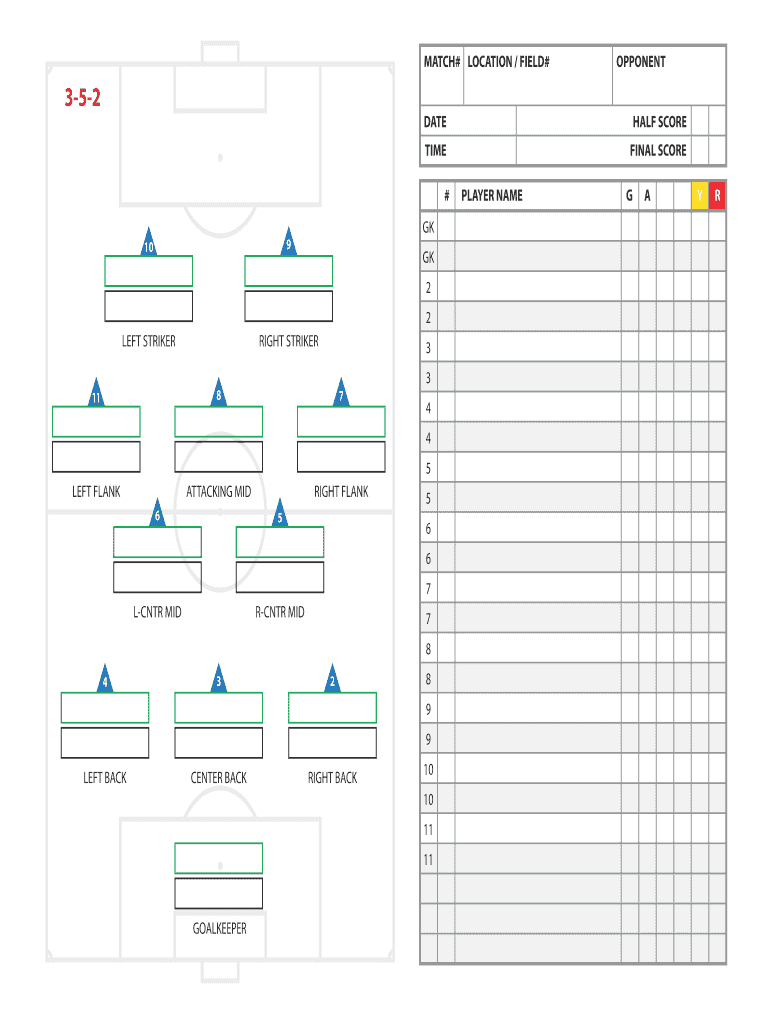Soccer Lineup Sheets Fill Online Printable Fillable Blank PdfFiller