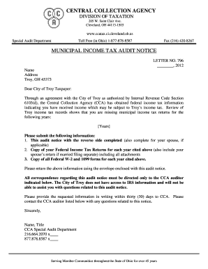 Fillable Online troyohio CCA Sample IRS Audit Letter Fax Email Print ...