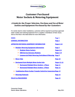 Fillable Online Customer Purchased Meter Sockets & Equipment. Approved ...