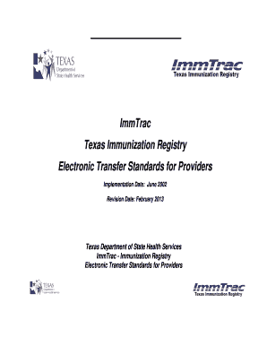 Fillable Online dshs texas ImmTrac Texas Immunization Registry ...