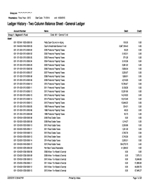 Fillable Online freetownma Ledger History - Two Column Balance Sheet ...