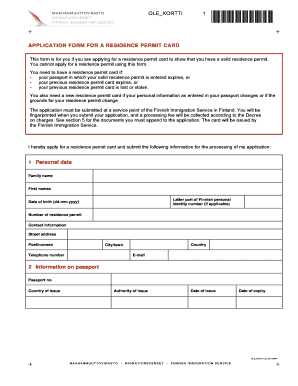 Fillable Online migri APPLICATION FORM FOR A RESIDENCE PERMIT CARD Fax ...