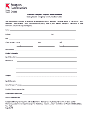 Fillable Online stpaul Residential Emergency Response Information Form ...