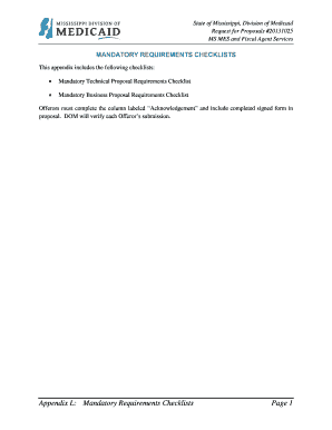 Fillable Online medicaid ms Appendix L: Mandatory Requirements ...