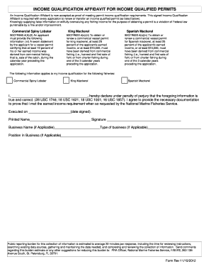 Fillable Online sero nmfs noaa Income Qualification Affidavit (.pdf ...