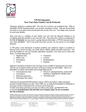 Fillable Online G-12-VPI Pet Insurance flyer Fax Email Print - pdfFiller