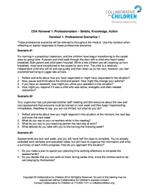 Fillable Online CDA Renewal 1: Professionalism Beliefs, Knowledge ...