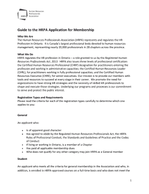 Fillable Online hrpa Guide to the HRPA Application for Membership ...