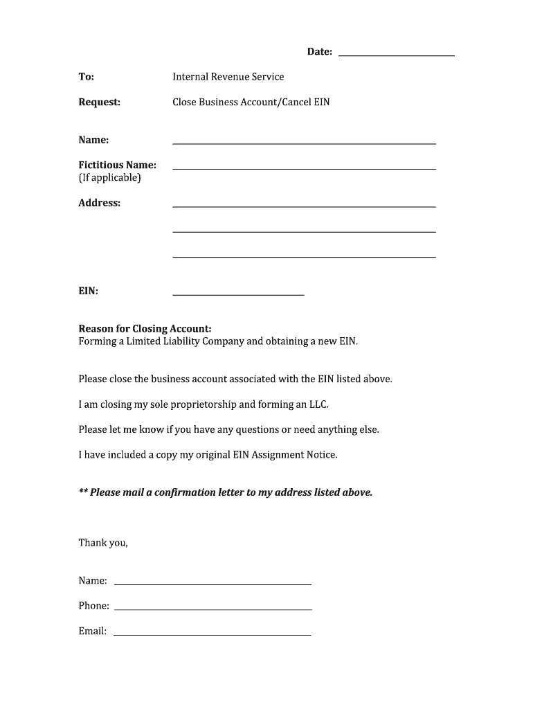Ein Cancellation Letter Sample Fill Online Printable Fillable 