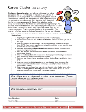 Fillable Online Career Cluster Inventory Fax Email Print - pdfFiller