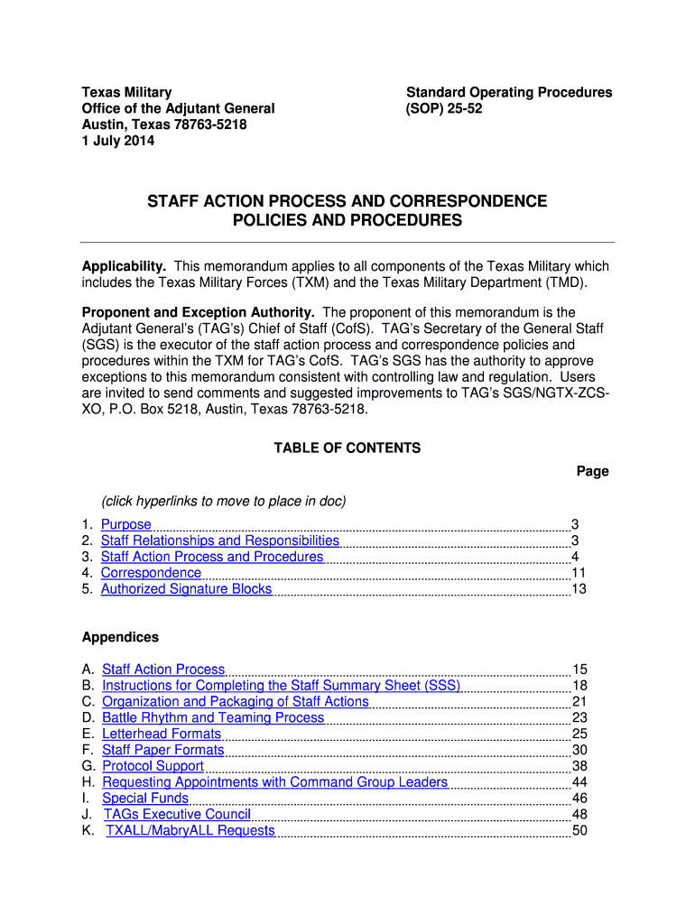Fillable Online Staff Action Process and Correspondence Guide Fax Email ...