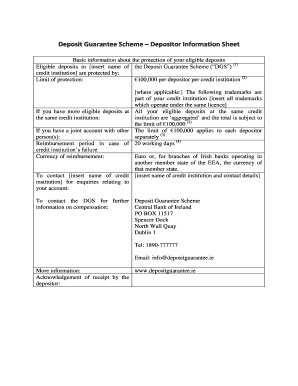 Fillable Online Deposit Guarantee Scheme Depositor Information Sheet ...