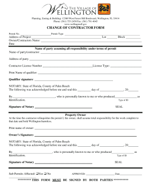 Fillable Online CHANGE OF CONTRACTOR FORM Fax Email Print - pdfFiller