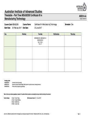 Part Time Timetable - Fill Online, Printable, Fillable, Blank | pdfFiller