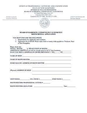 Fillable Online Fillable Booth Rental Application Fax Email Print ...