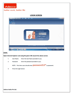 Fillable Online LOGIN SCREEN Fax Email Print - pdfFiller