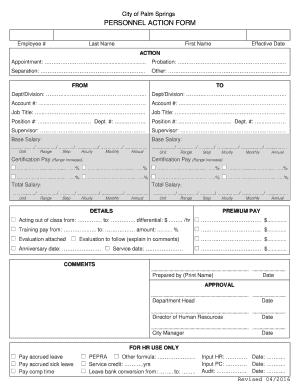 Fillable Online PERSONNEL ACTION FORM Fax Email Print - pdfFiller