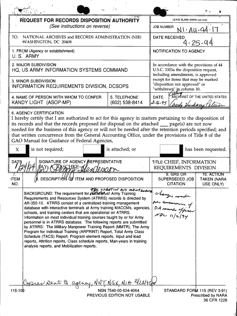 Fillable Online archives Fillable Army Training Requirements and ...