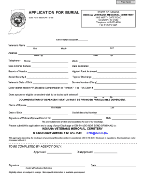 Fillable Online in APPLICATION FORApplication for Burial Fax Email ...