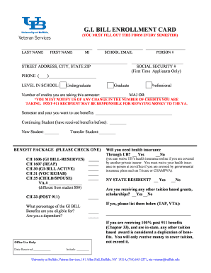 Fillable Online student-affairs buffalo G.I. Bill Enrollment Card (PDF ...