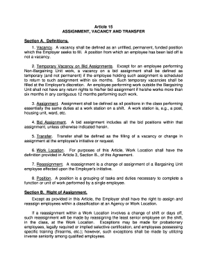 Fillable Online michigan Fillable Article 15. Assignment, Vacancy and ...