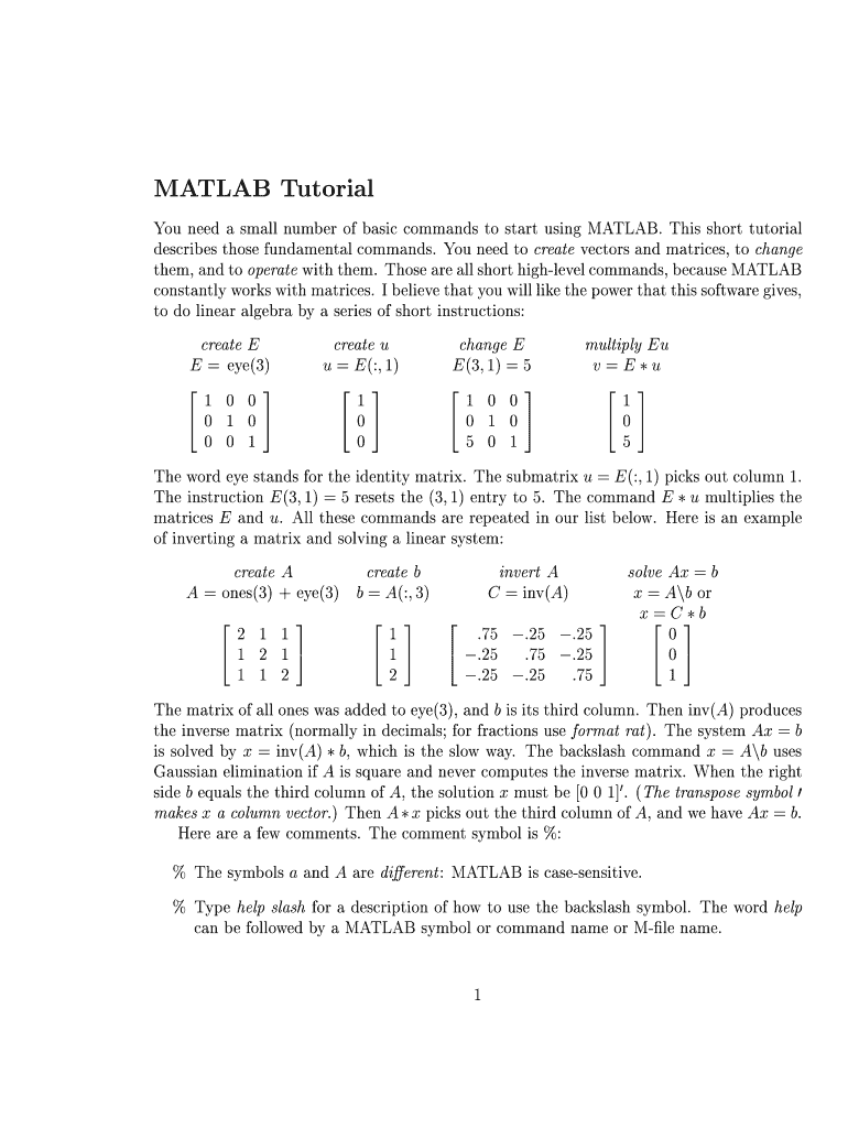 Fillable Online Ocw Mit Matlab Tutorial Ocw Mit Fax Email Print Pdffiller