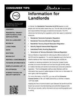 Fillable Online servicealberta Information for Landlords. In Alberta ...