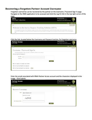 Fillable Online irma nps Help Recovering a Forgotten Username - irma ...