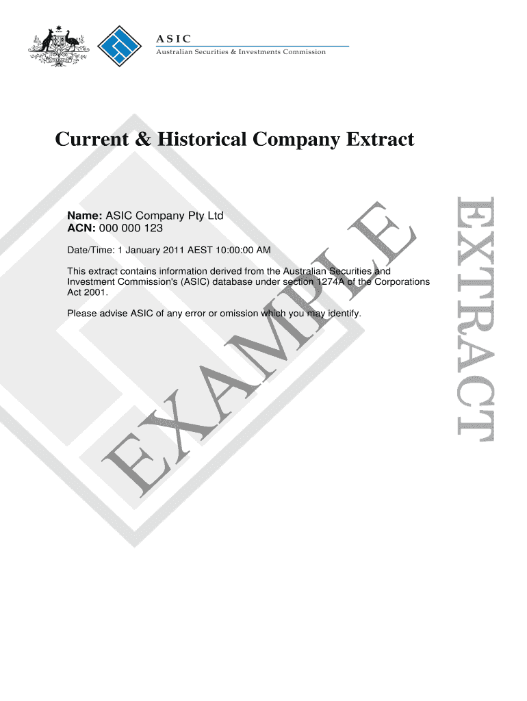 Fillable Online Name: ASIC Company Pty Ltd Fax Email Print - pdfFiller