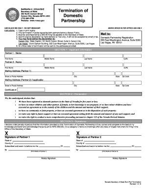 Fillable Online nvsos Fillable Termination of Domestic Partnership Fax ...