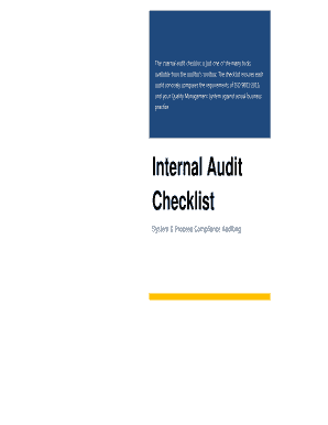 Fillable Online Internal Audit Checklist. System & Process Compliance ...