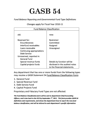 Fillable Online sco ca GASB 54 Fund Balance Reporting and Governmental ...