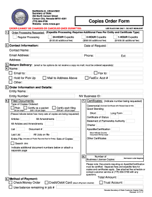 Fillable Online nvsos Fillable Copies Order Form Fax Email Print - pdfFiller